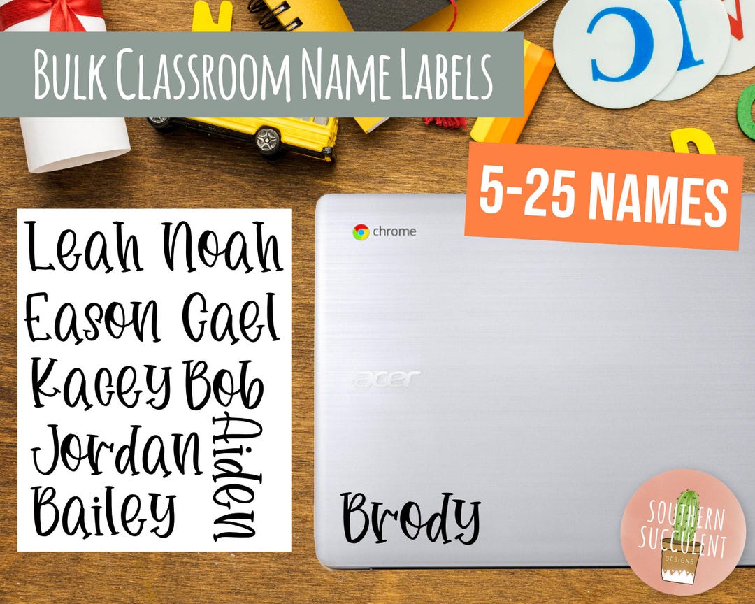 Class Desk Tags, Name Tags, Name Label - Bulk Name Decals Sticker ...