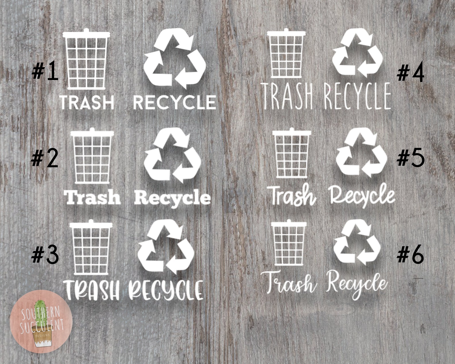 Recycle and Trash Bin Decals Trash & Recycle Sticker - Etsy