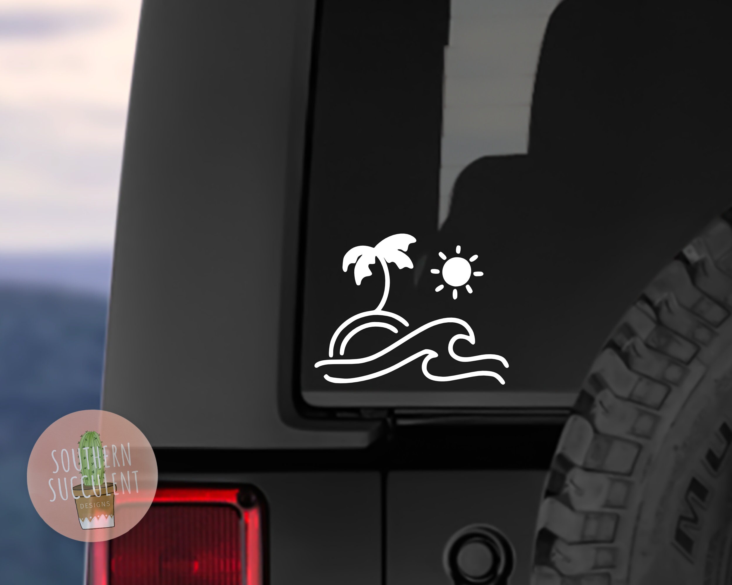 Beach Decal Sun Decal Wave and Sun Decal Wave Decal - Etsy