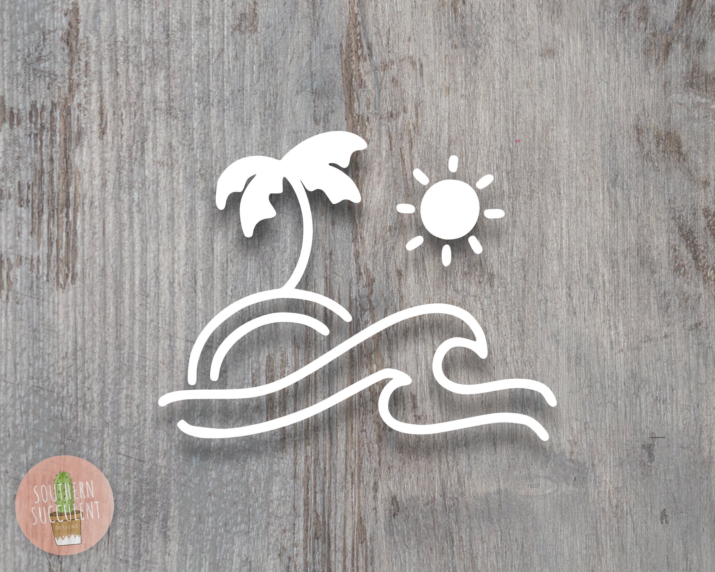 Beach Decal Sun Decal Wave and Sun Decal Wave Decal - Etsy