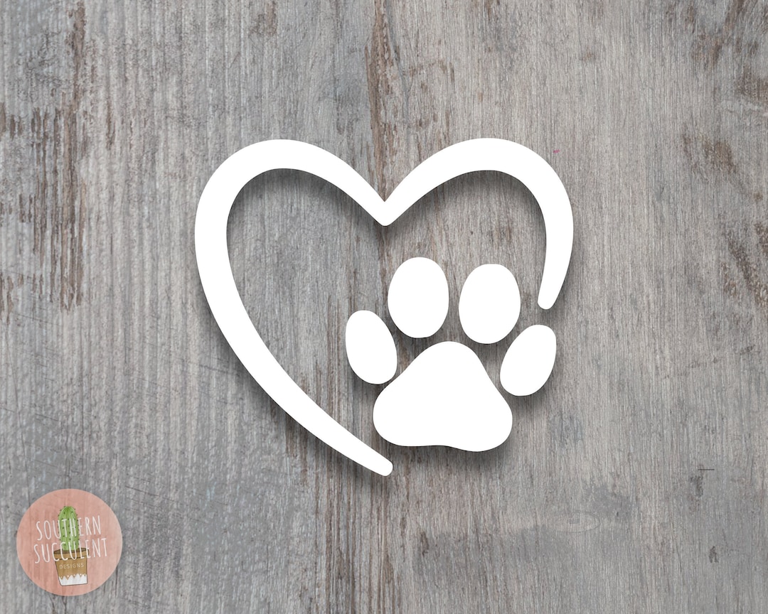 Heart Paw Print Decal Dog Sticker Cute Decal Simple Car Truck Decal ...