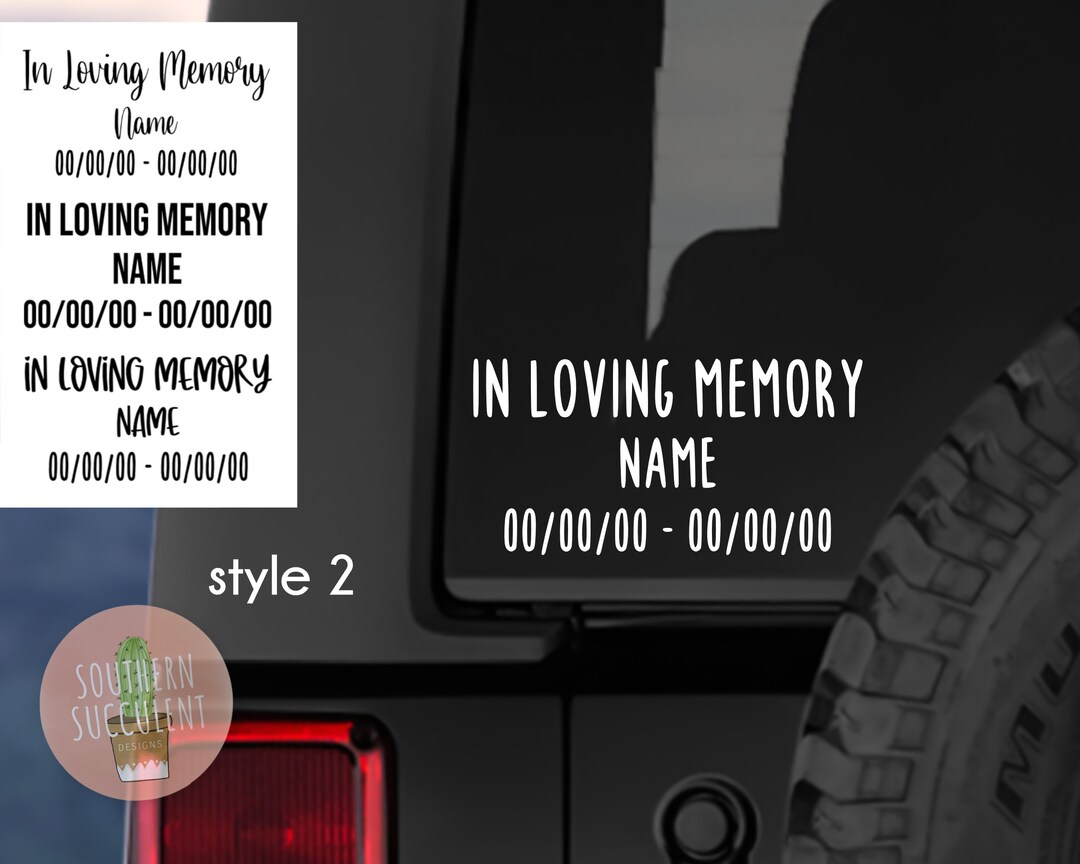 CUSTOM in Loving Memory Decal Memorial Decal Memorial Sticker in Memory ...