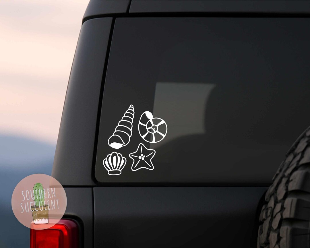 Seashells & Starfish Decal - Coastal Shell Vinyl Sticker - Beach ...