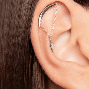 Top Helix Chain Piercing • Hanging Pendulum Helix Earring • Crescent ...