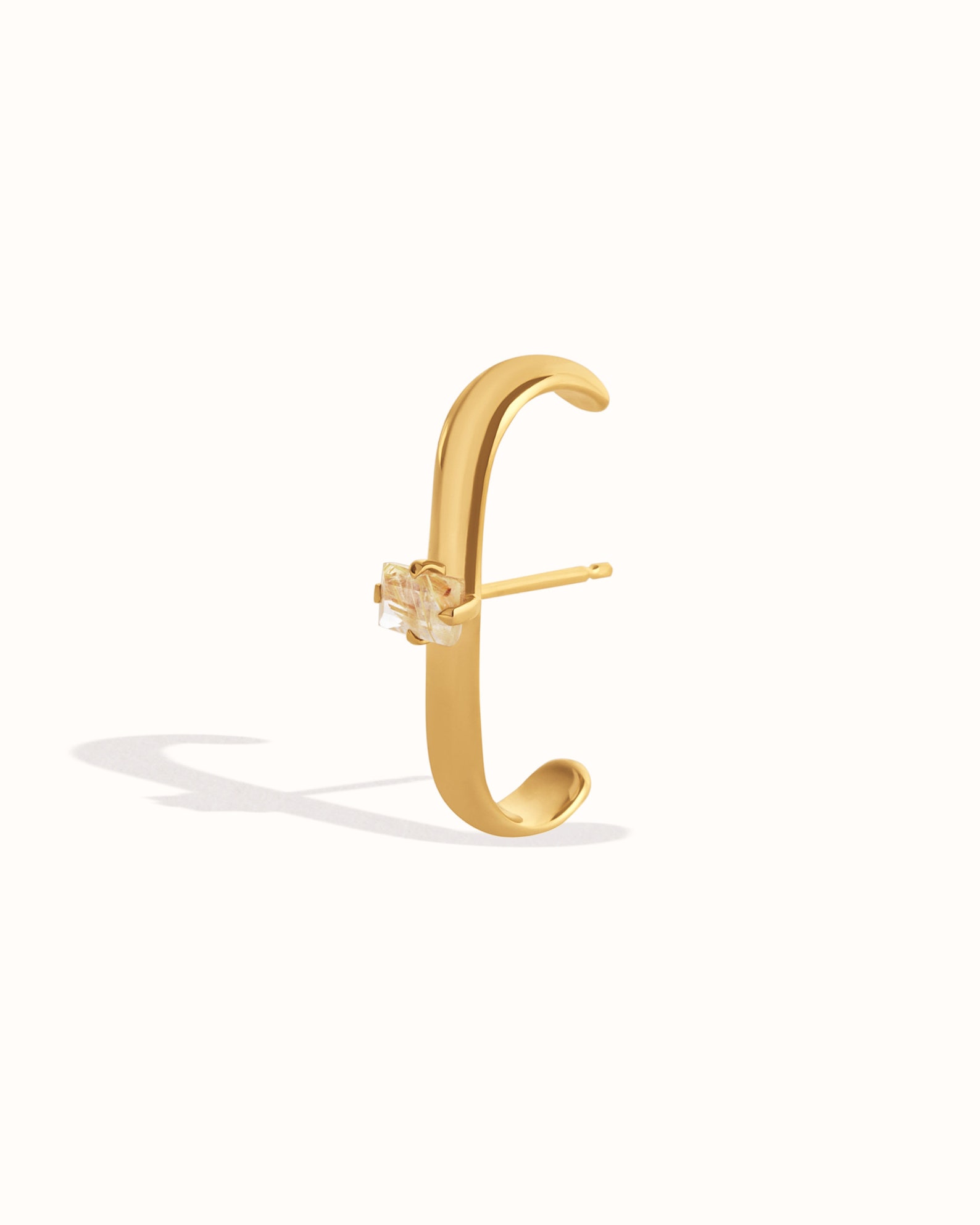 Wide Suspender Earring CZ • Gold Lobe Cuff Earrings • Thick Modern ...
