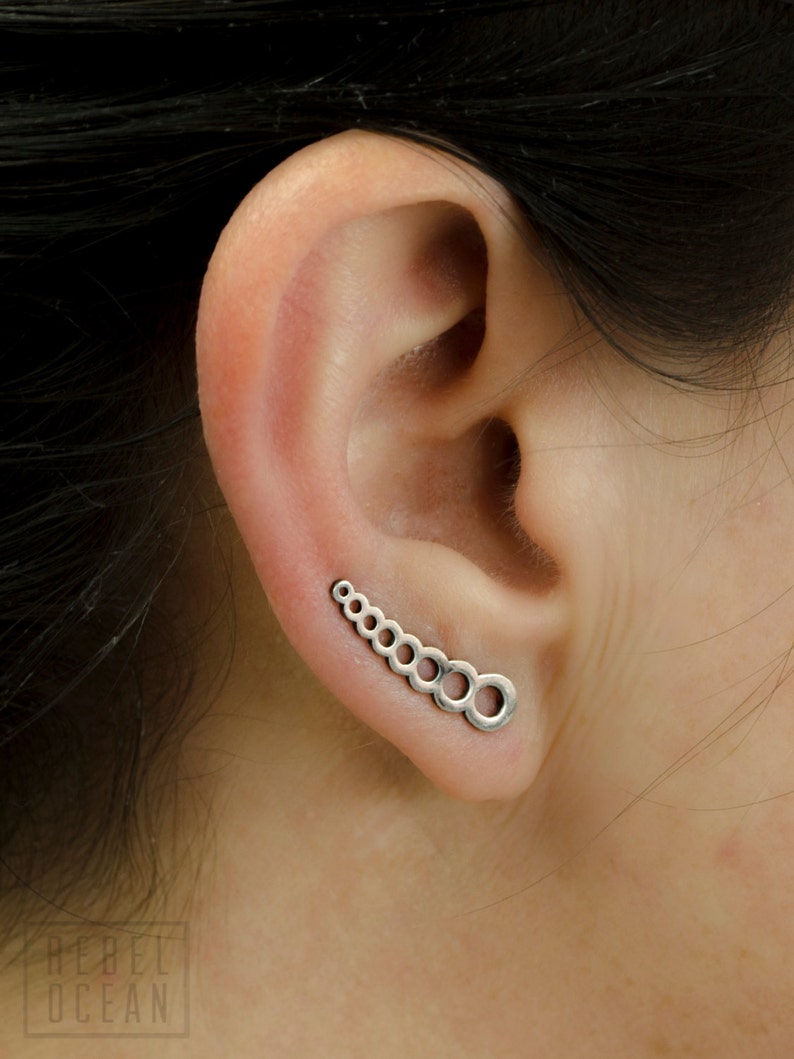 Sterling Silver Ear Cuff Moon Phase Ear Sweep Pin Earrings | Etsy