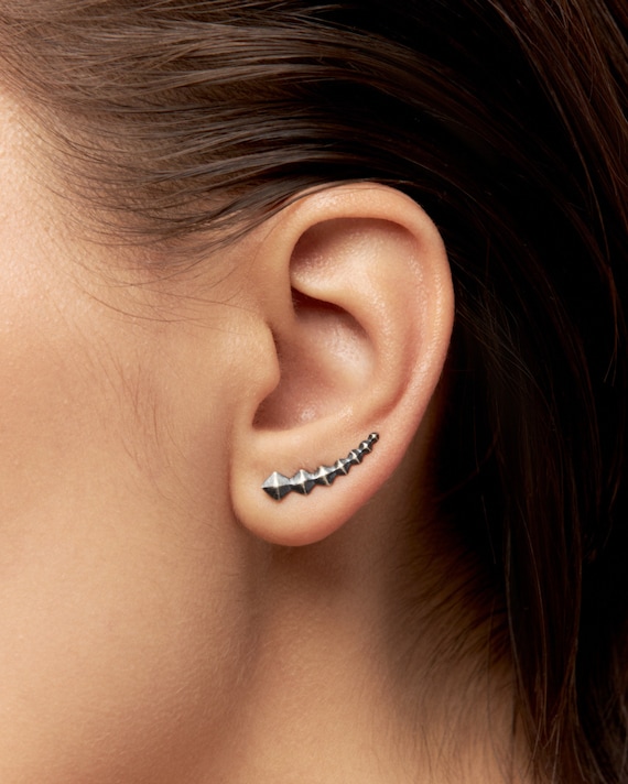 Black ear climber earrings store