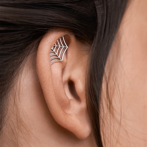 Spider Web Earring Gothic Jewelry • Cartilage Helix Piercing 20G 18G ...
