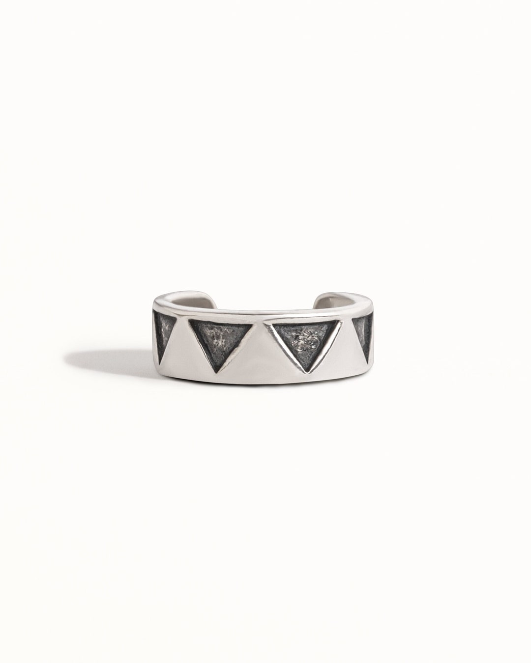 Sterling Silver Ear Cuff Earring Black Triangle Ear Wrap Earrings Boho ...