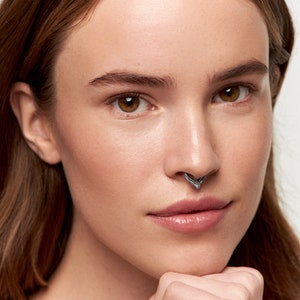 Feather Septum Ring Nose Ring Body Jewelry Sterling Silver Bohemian ...