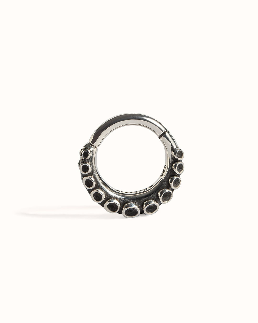 Clicker Nose Ring • Octopus Tentacle Septum Ring • Hinged Hoop • Silver ...