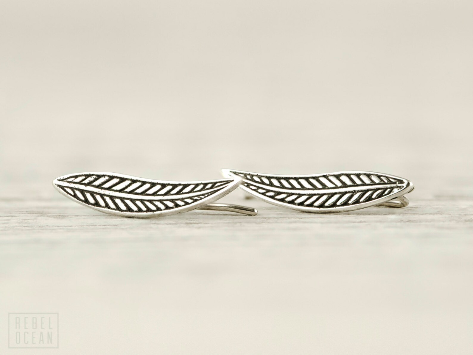 Leaf Earrings Ear Cuff Ear Climber Sterling Silver Pin - Etsy