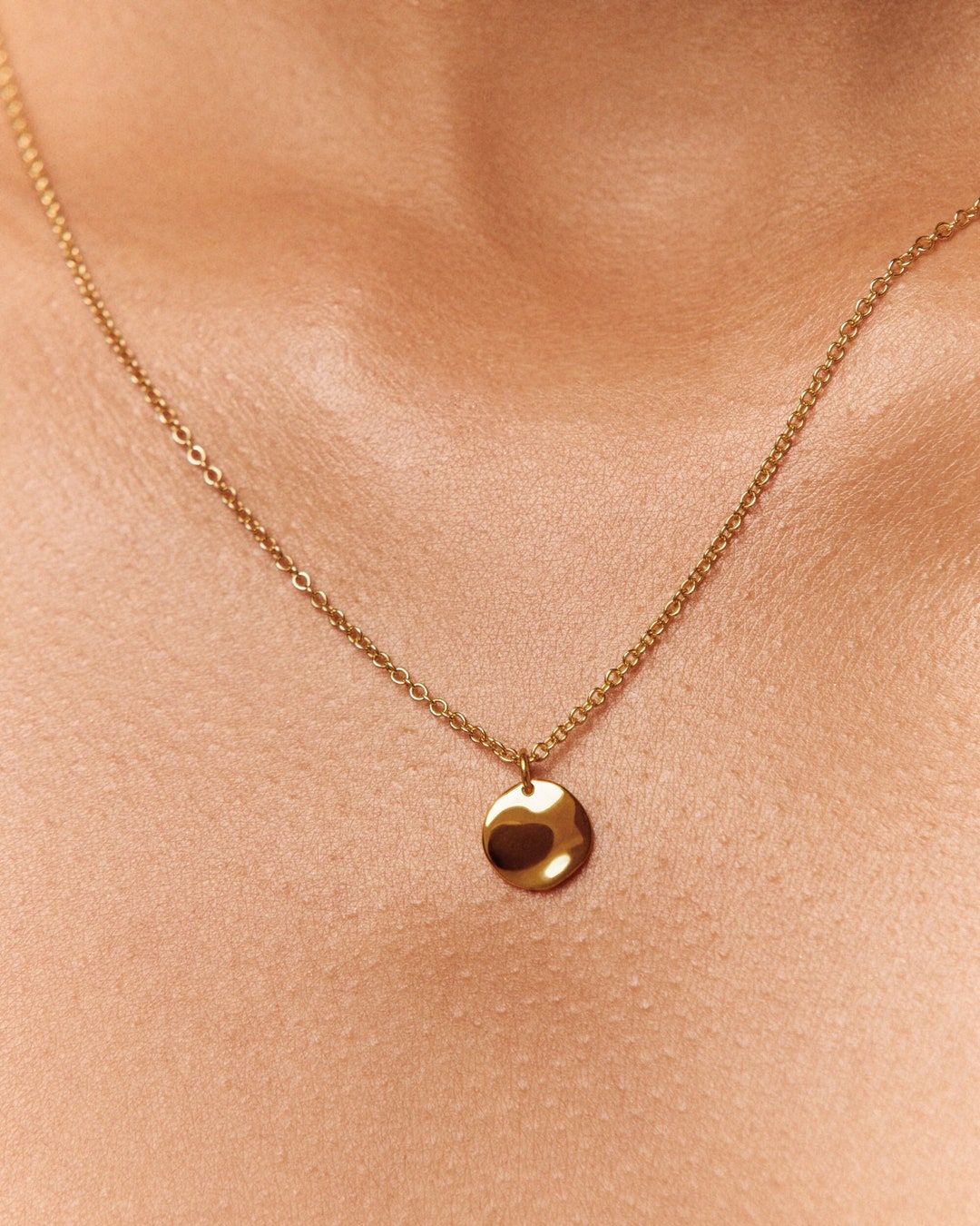 Gold Disc Necklace Silver Delicate Dainty Necklace Simple Minimal ...