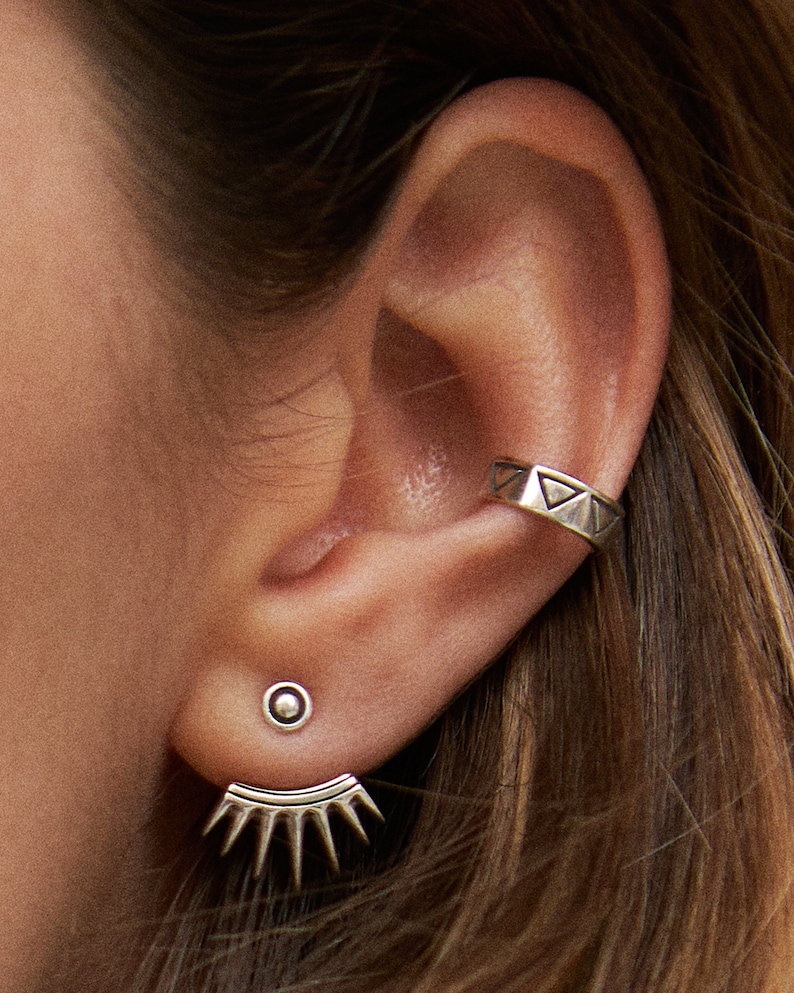 Sterling Silver Ear Cuff Earring Minimal Triangle Ear Wrap Earrings ...