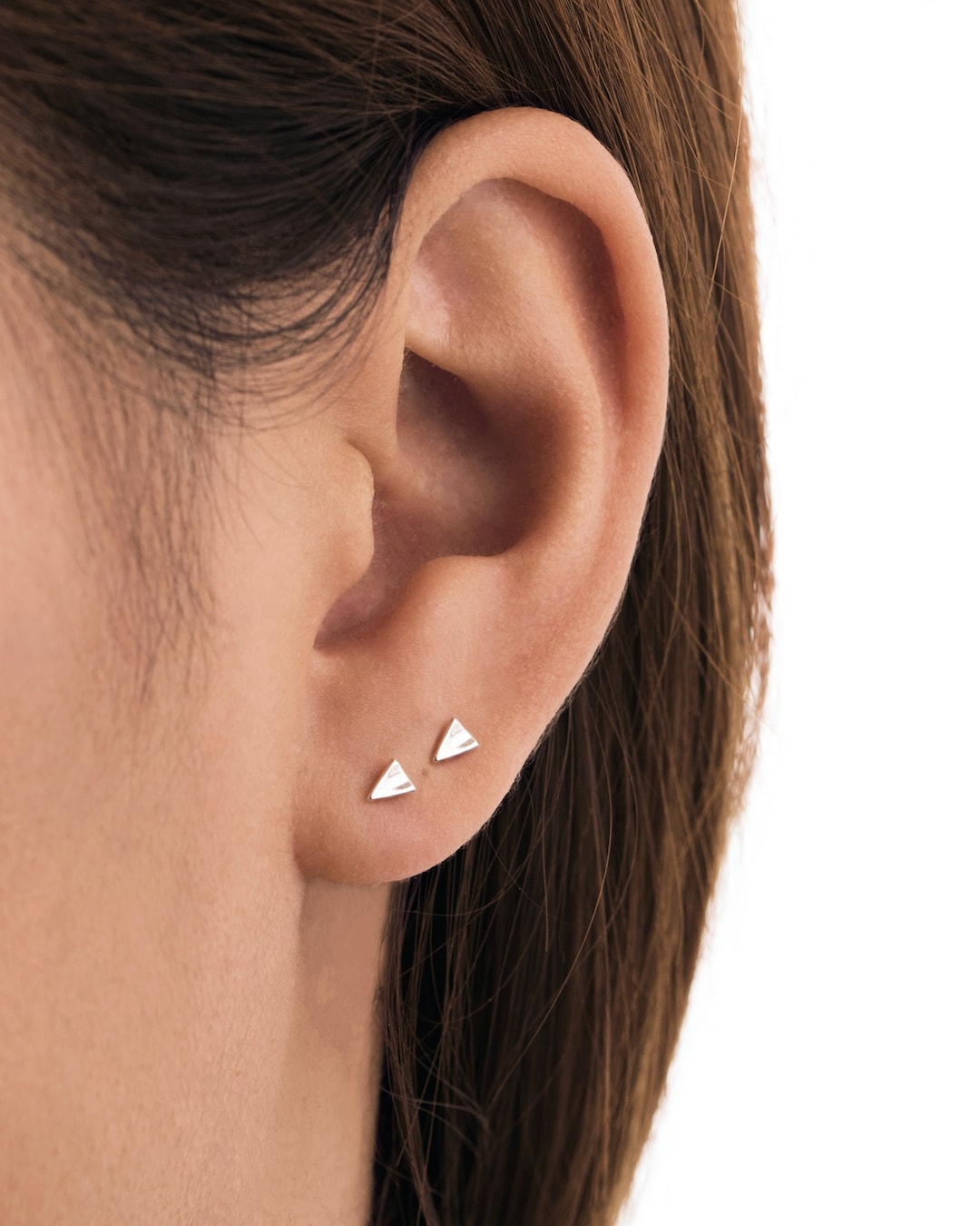 Triangle Earrings Silver & Gold Stud Earrings Minimalist Geometric ...