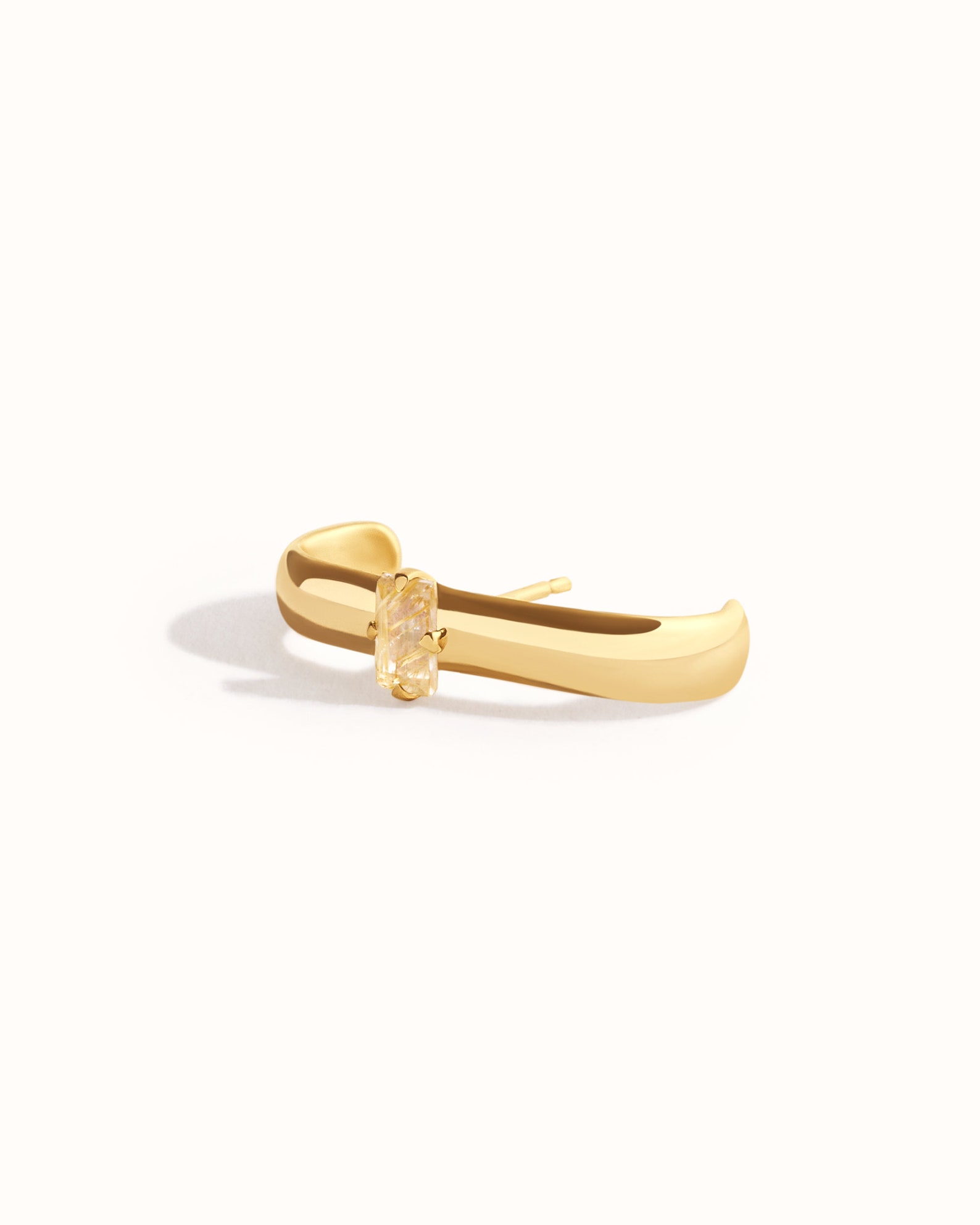 Wide Suspender Earring CZ • Gold Lobe Cuff Earrings • Thick Modern ...