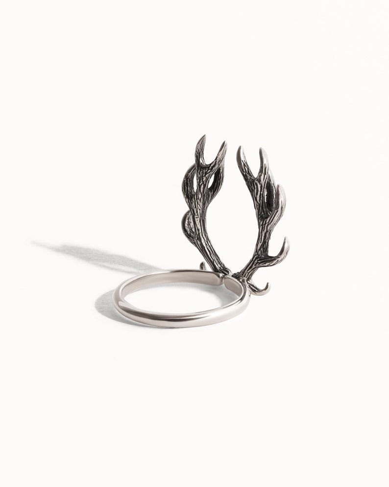 Deer Antler Ring Sterling Silver Ring Statement Ring - Etsy