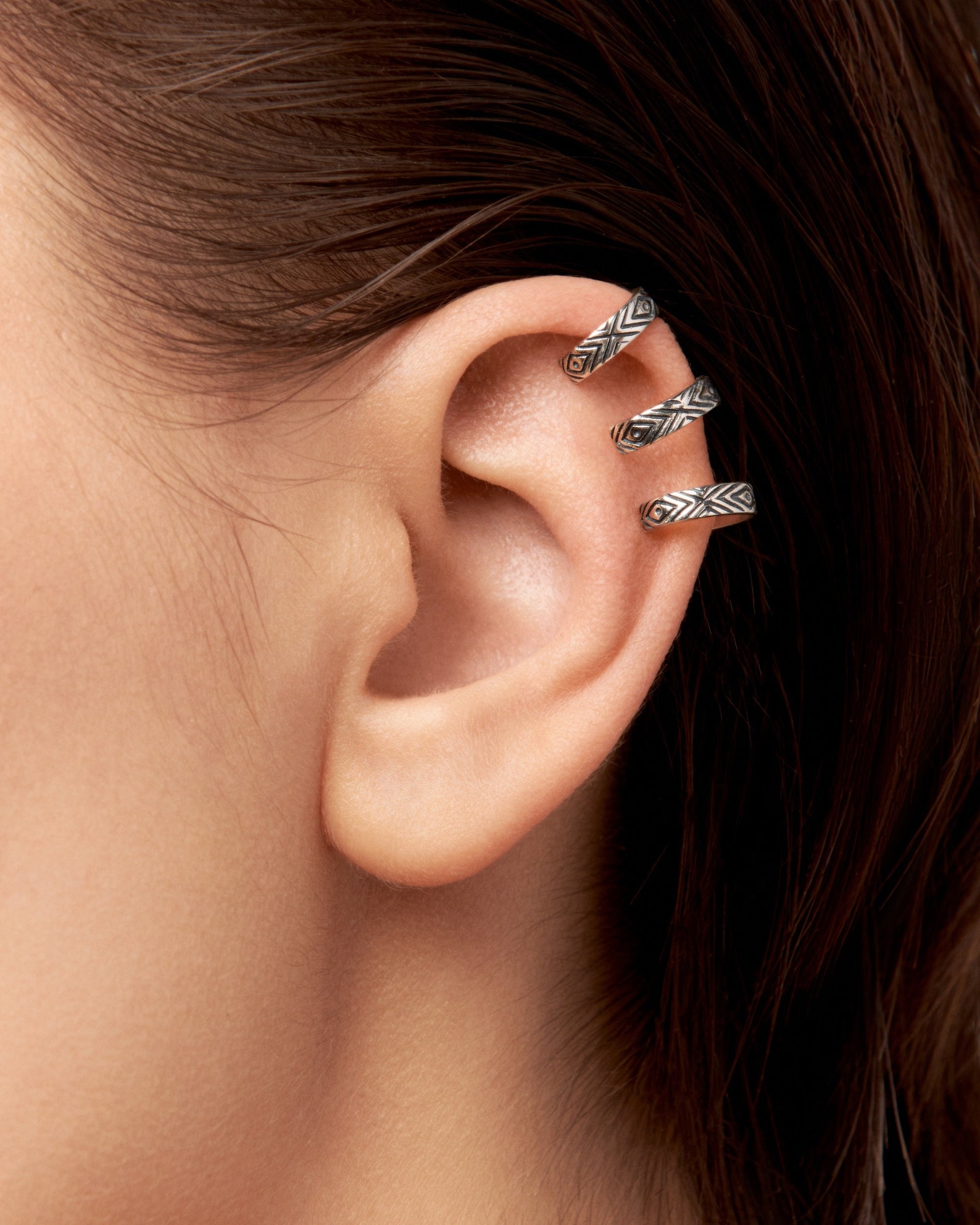 Sterling Silver Ear Cuff Earring Aztec Evil Eye Chevron Ear - Etsy