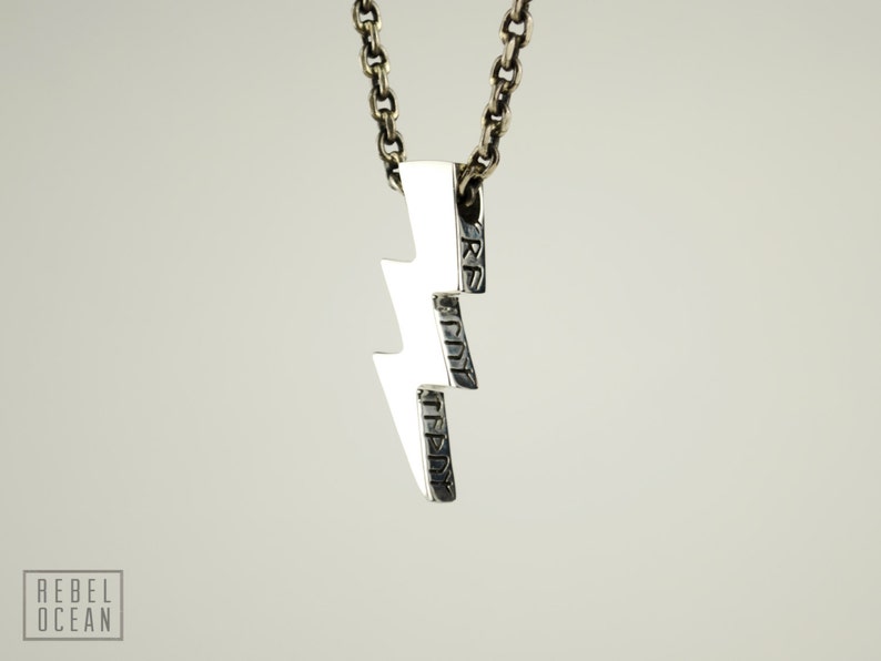 Bolt Necklace Jewelry Solid Sterling Silver Pendant With - Etsy