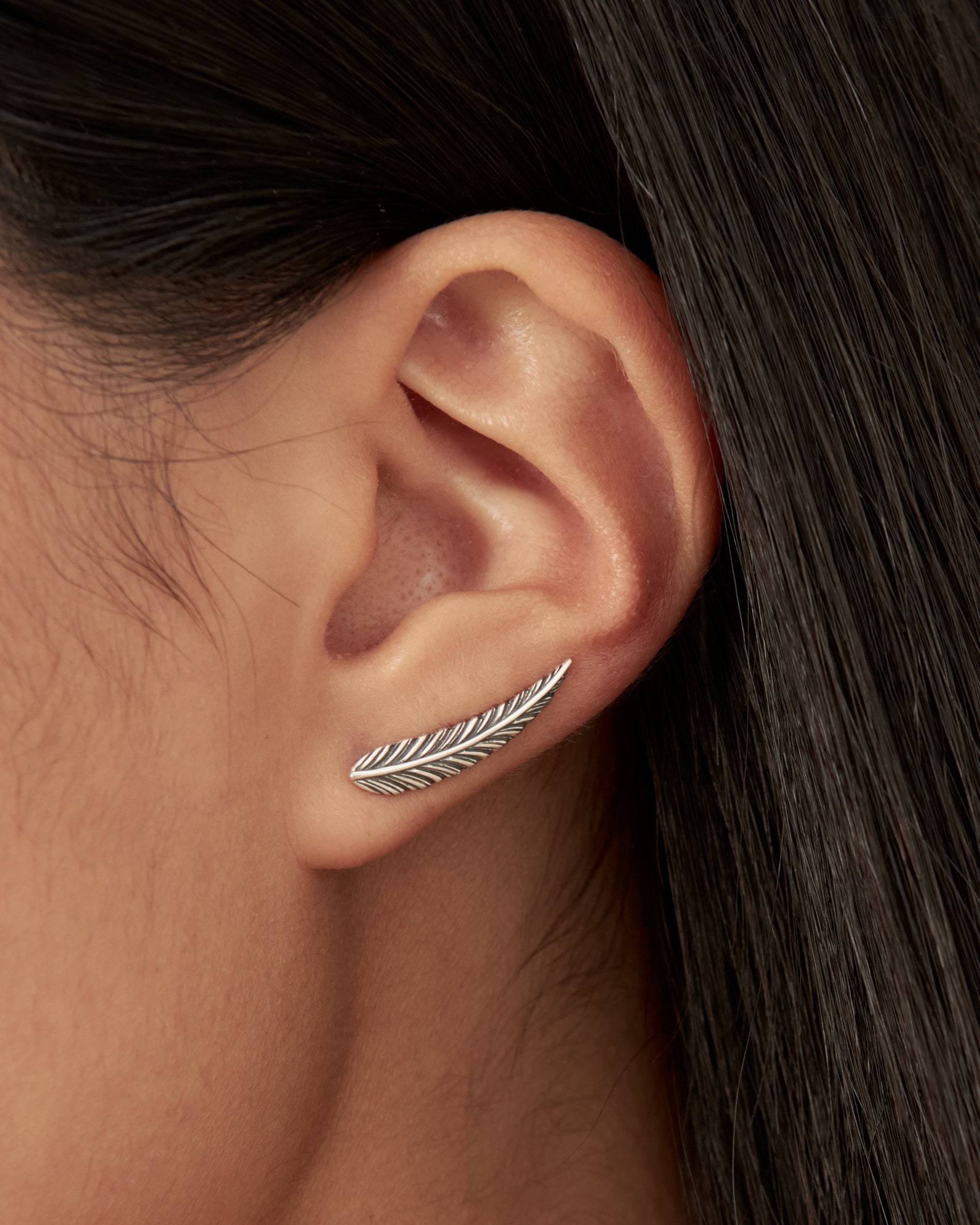 Ear Climber Gold Sterling Silver Ear Cuff Feather Ear Climber - Etsy