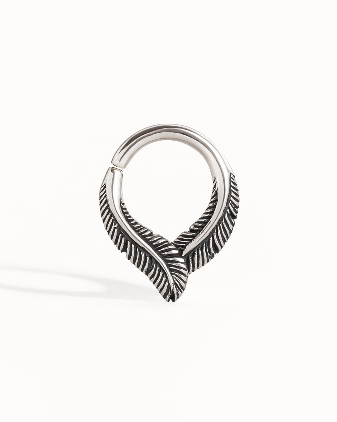 Feather Septum Ring Nose Ring Body Jewelry Sterling Silver Bohemian ...