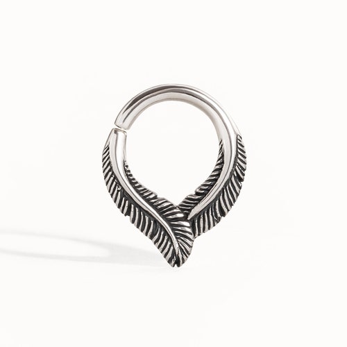 Feather Septum Ring Nose Ring Body Jewelry Sterling Silver - Etsy