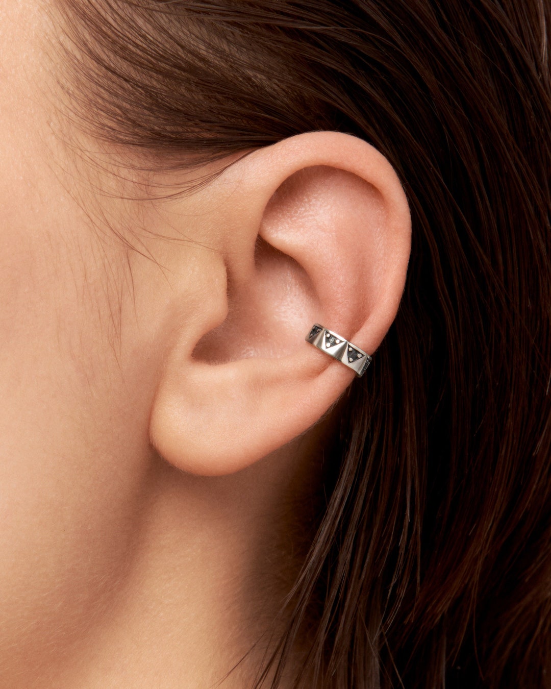 Sterling Silver Ear Cuff Earring Aztec Triangle Dots Piramyds Ear Wrap ...