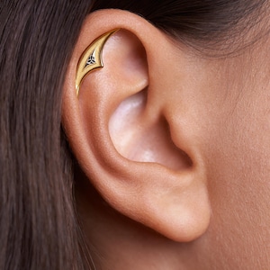 Goth Hidden Helix Earring • Cartilage Helix Piercing 18G 16G • Dark ...