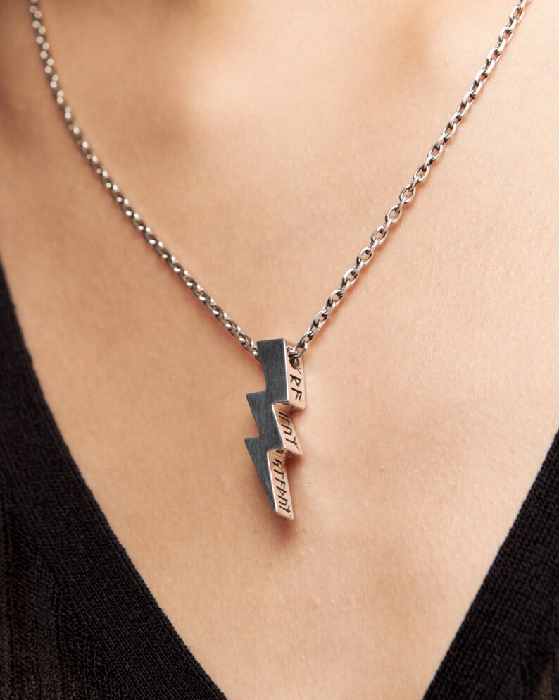 Bolt Necklace Jewelry Solid Sterling Silver Pendant With - Etsy