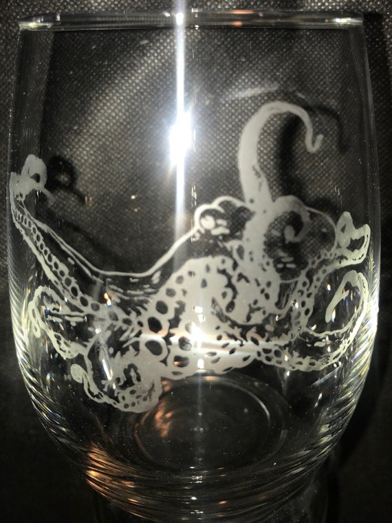 Octopus Etched Glass