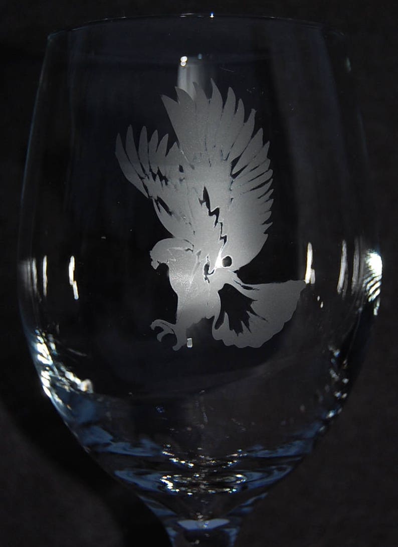 Etched Hawk Glass - Etsy
