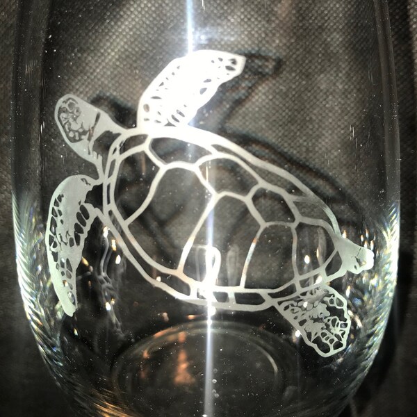 Sea Turtle Etched Glass - Etsy