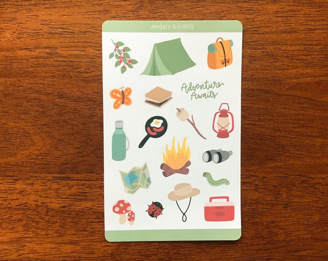 Camping Sticker Sheet, Travel Scrapbooking Sticker, Hiking Planner ...