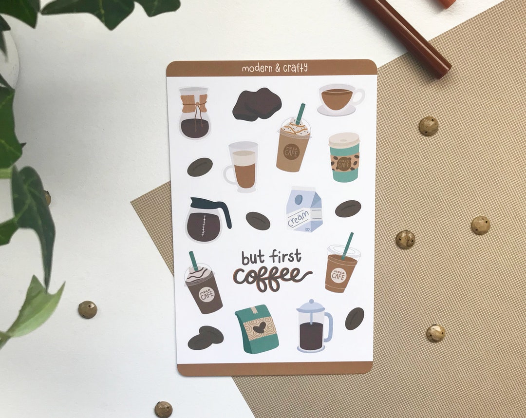 Coffee Shop Sticker Sheet, Coffee Lover Scrapbooking Sticker, Coffee ...