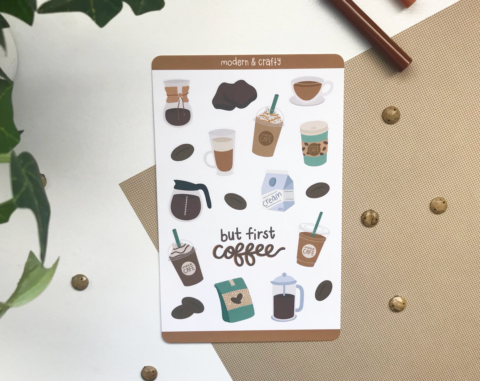 Coffee Shop Sticker Sheet Coffee Lover Scrapbooking Sticker - Etsy
