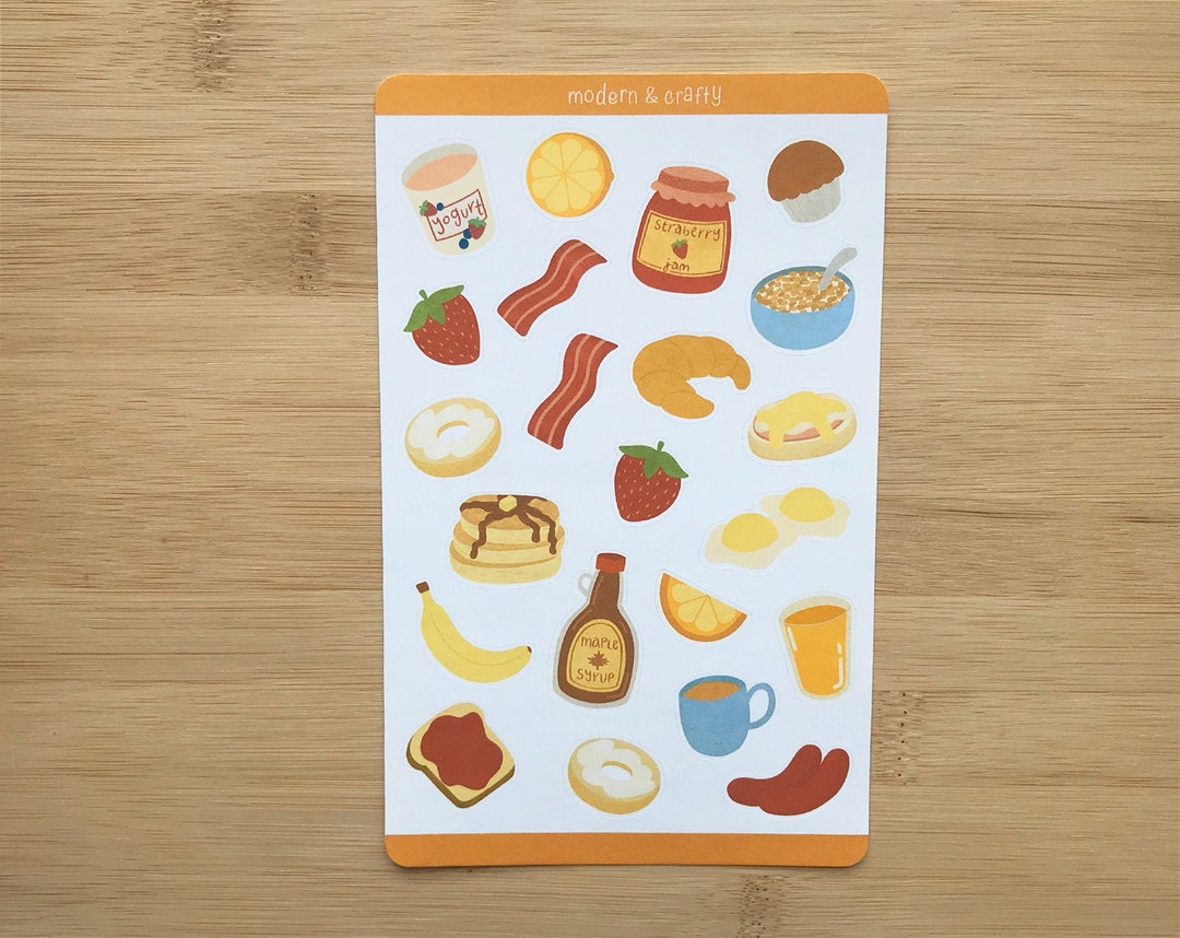 Breakfast Sticker Sheet Bujo, Journal Stickers Breakfast Foods, Brunch ...