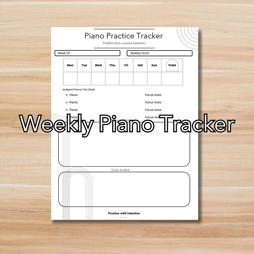 Aesthetic Weekly Piano Practice Tracker - Etsy
