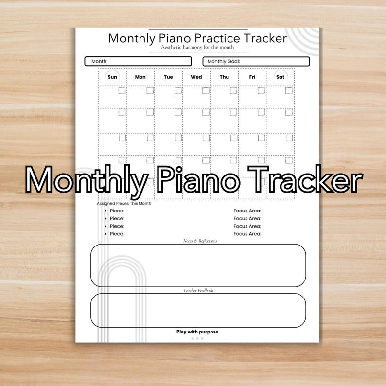 Aesthetic Monthly Piano Practice Tracker | Printable Planner - Etsy