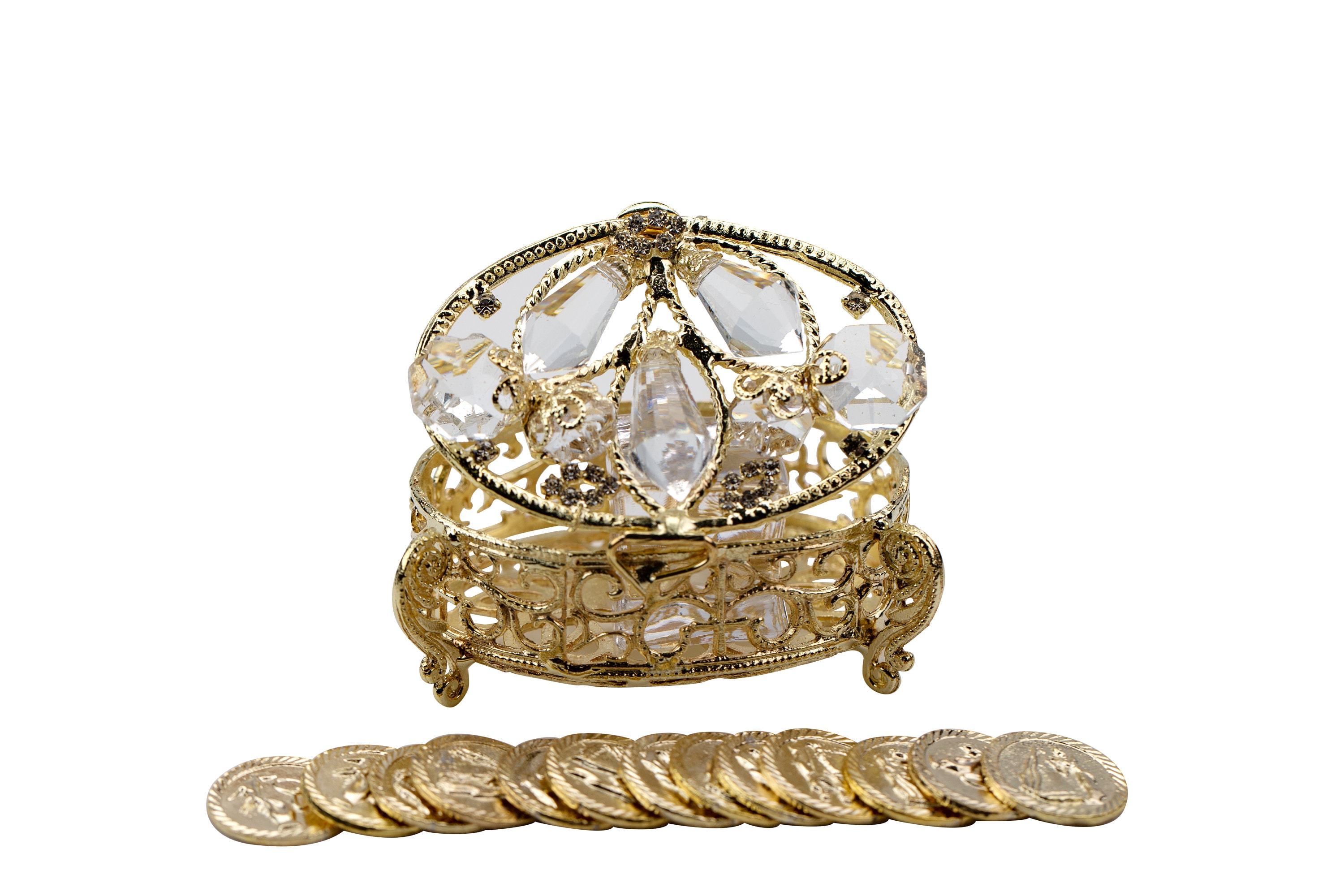 Gold-plated Wedding Arras Set With 13 Unity Coins, Oval Chest With ...