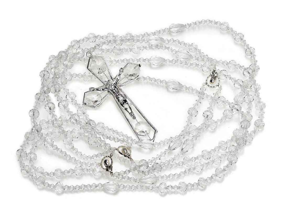 Crystal Wedding Lasso With Ornate Crucifix, Catholic Wedding Rosary and ...