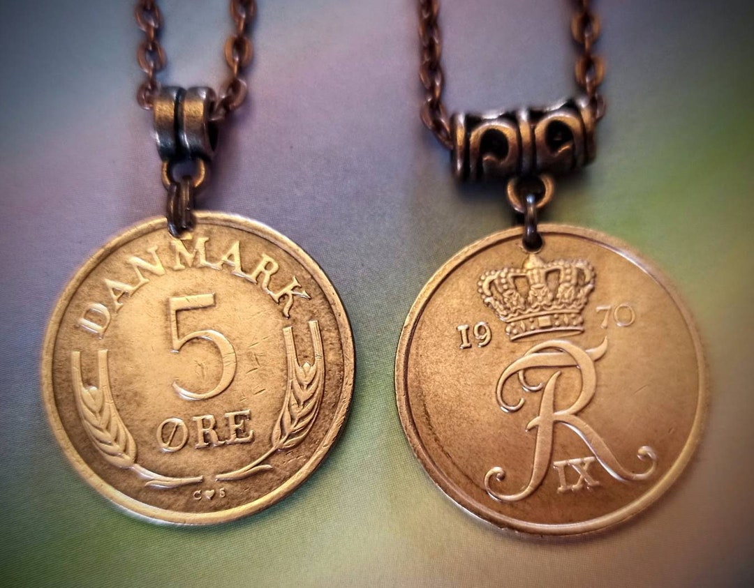 Old Denmark Viking 5 Ore Coin Pendant 1960-1972, Choose Year - Etsy