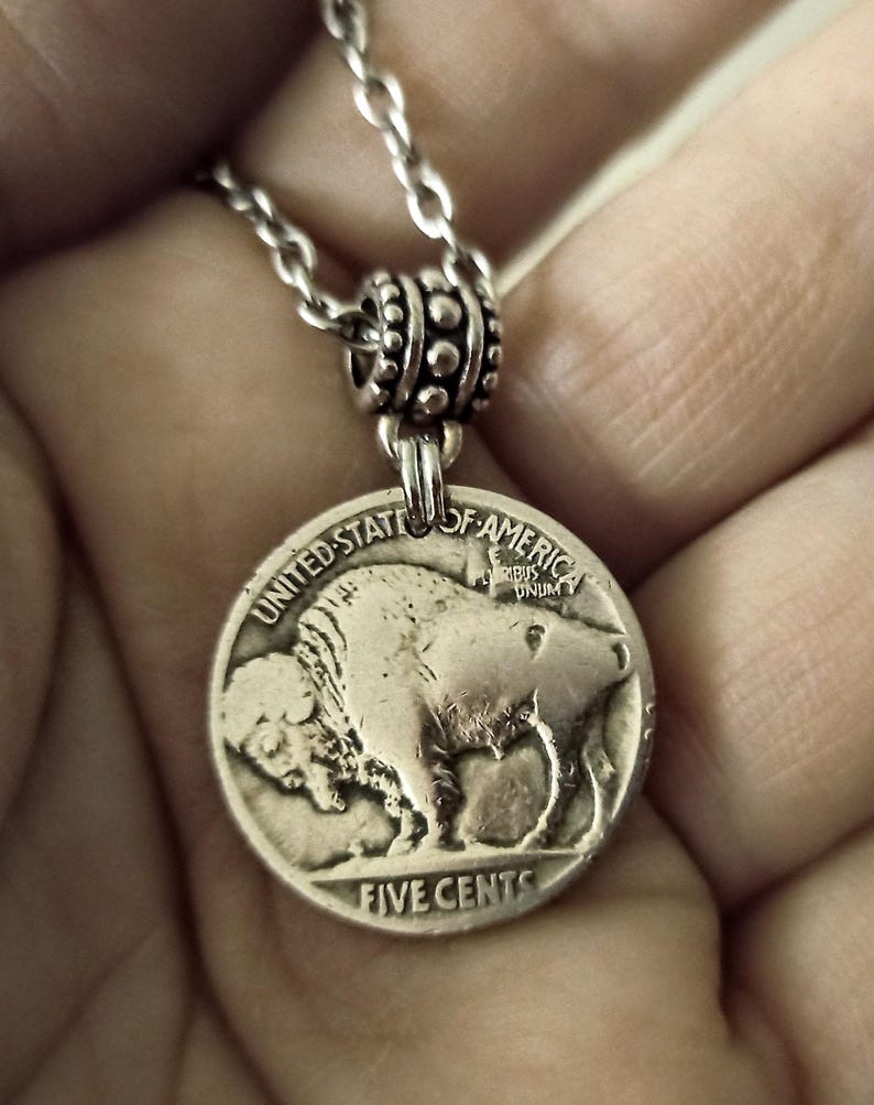 American USA OLD Buffalo & Native Chief 5 Cents Nickel Silver Tone Coin ...
