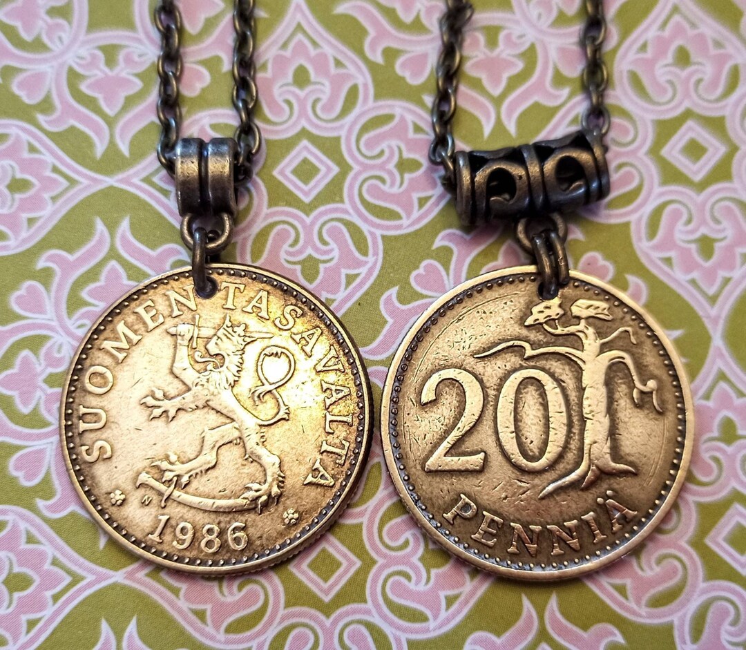 Finland Suomi 20 Pennia Coin Pendant 1963-1987, Choose Year - Etsy