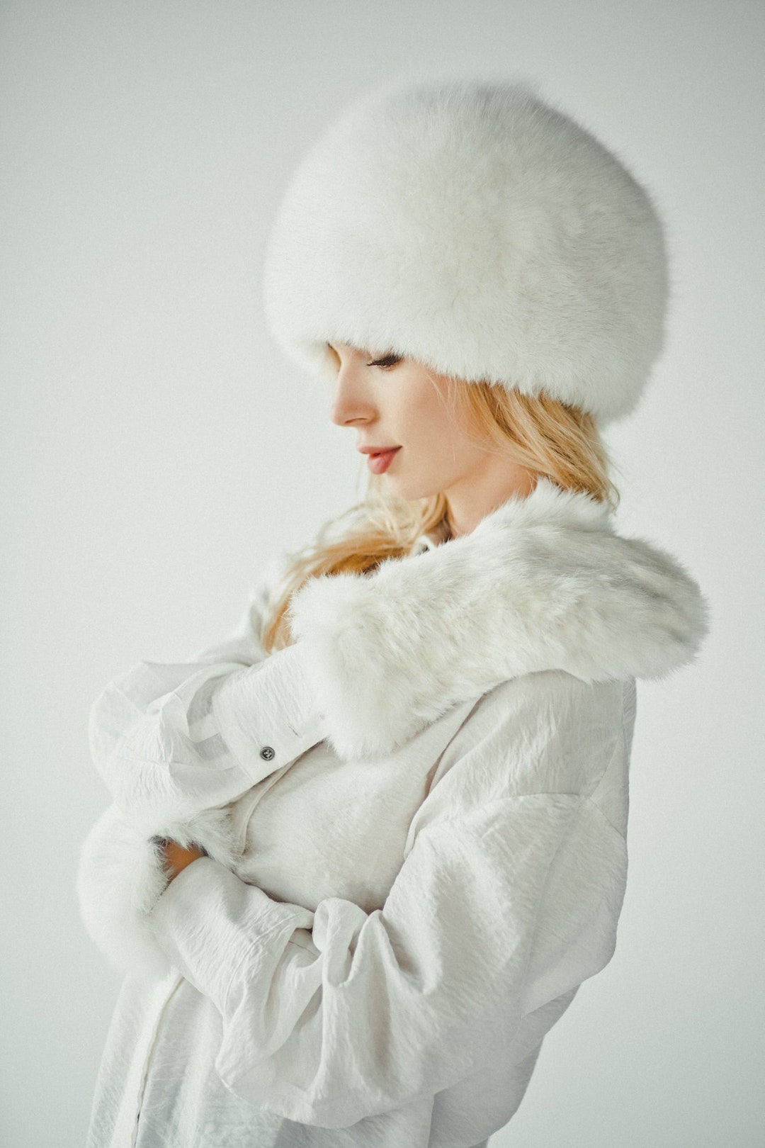 White Fox Fur Hat for Women Winter Hats Womens Fur Snow Hat - Etsy