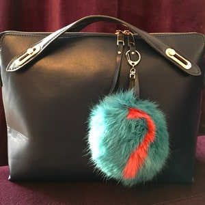 Pom Pom Keychain Furry Keychain Fur Pompom Pom Poms Keyring Pom Pom ...