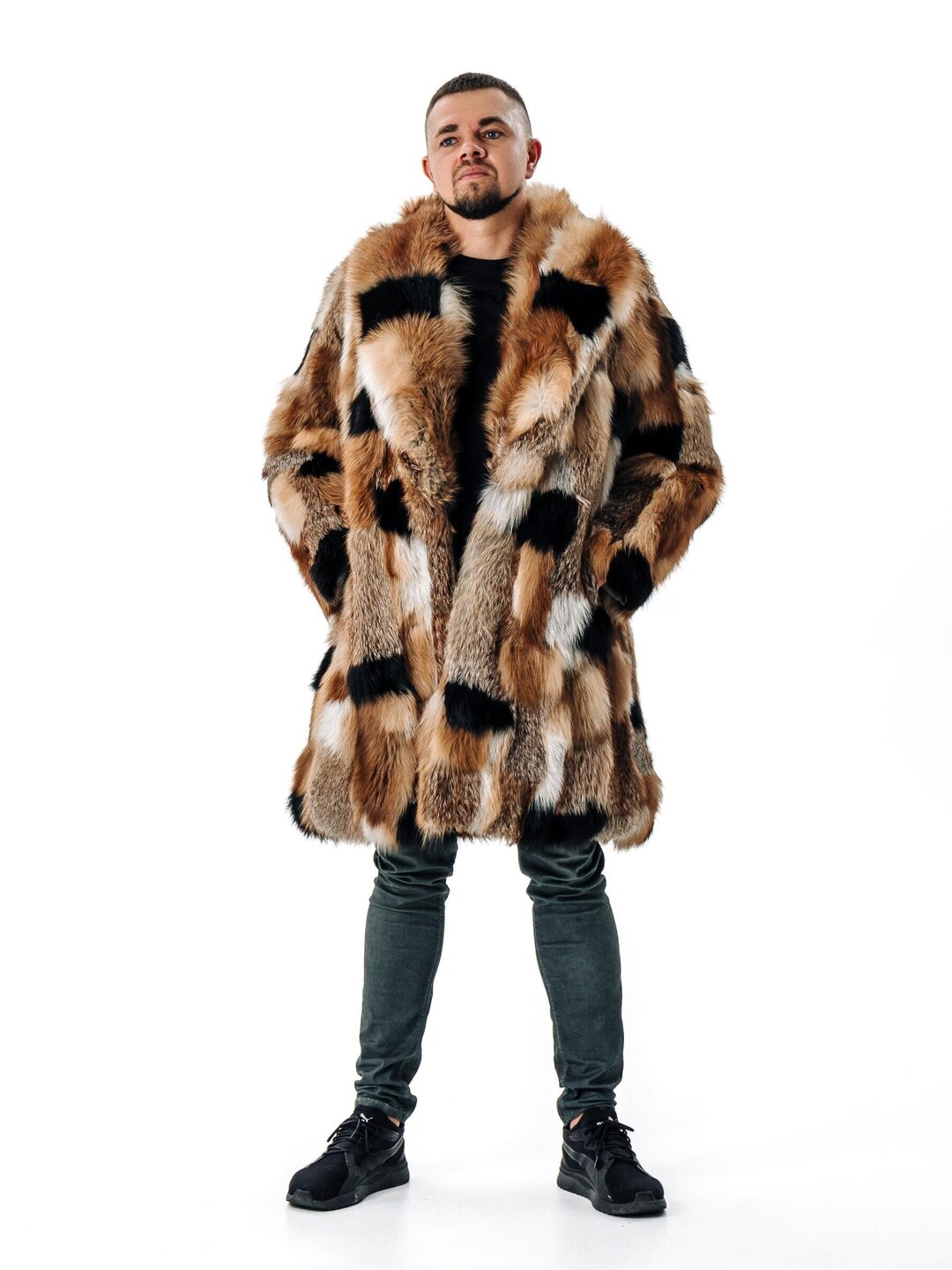 Men's Fox Fur Winter Coat With Collar I Red Real Winter Jacket - Etsy