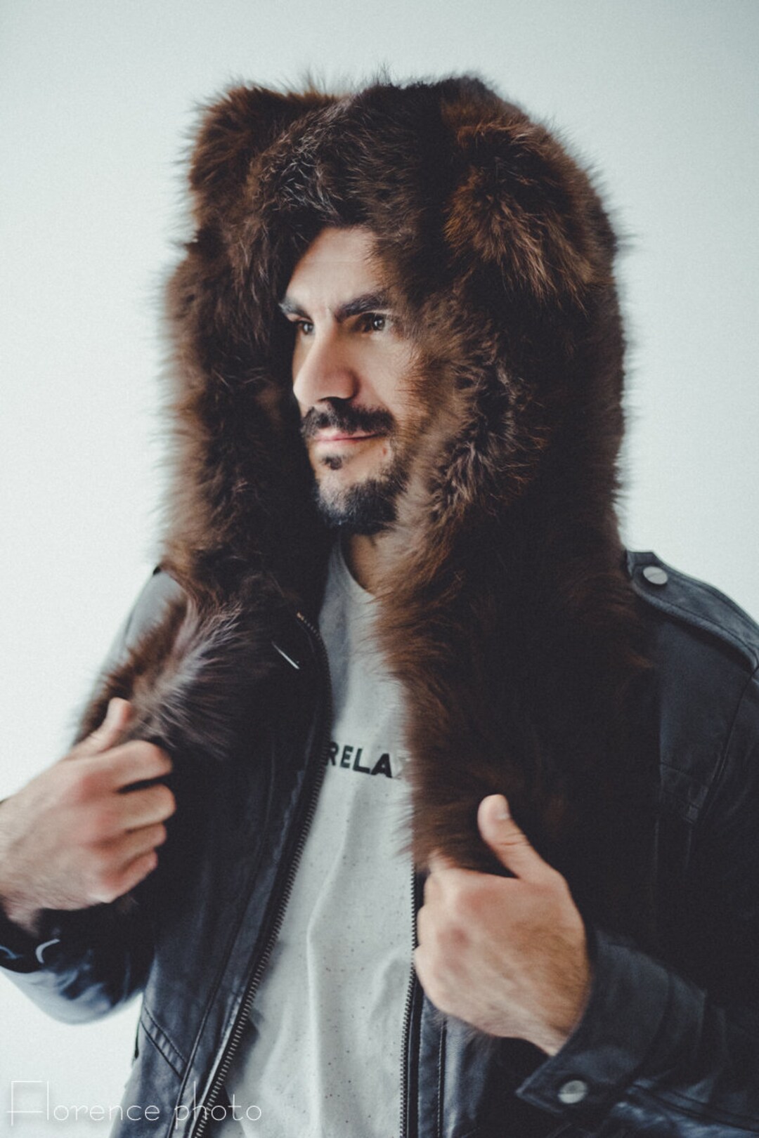 Mens Brown Fox Fur Bear Hat | Real Fur Trapper Hood | Unisex Winter Hat ...