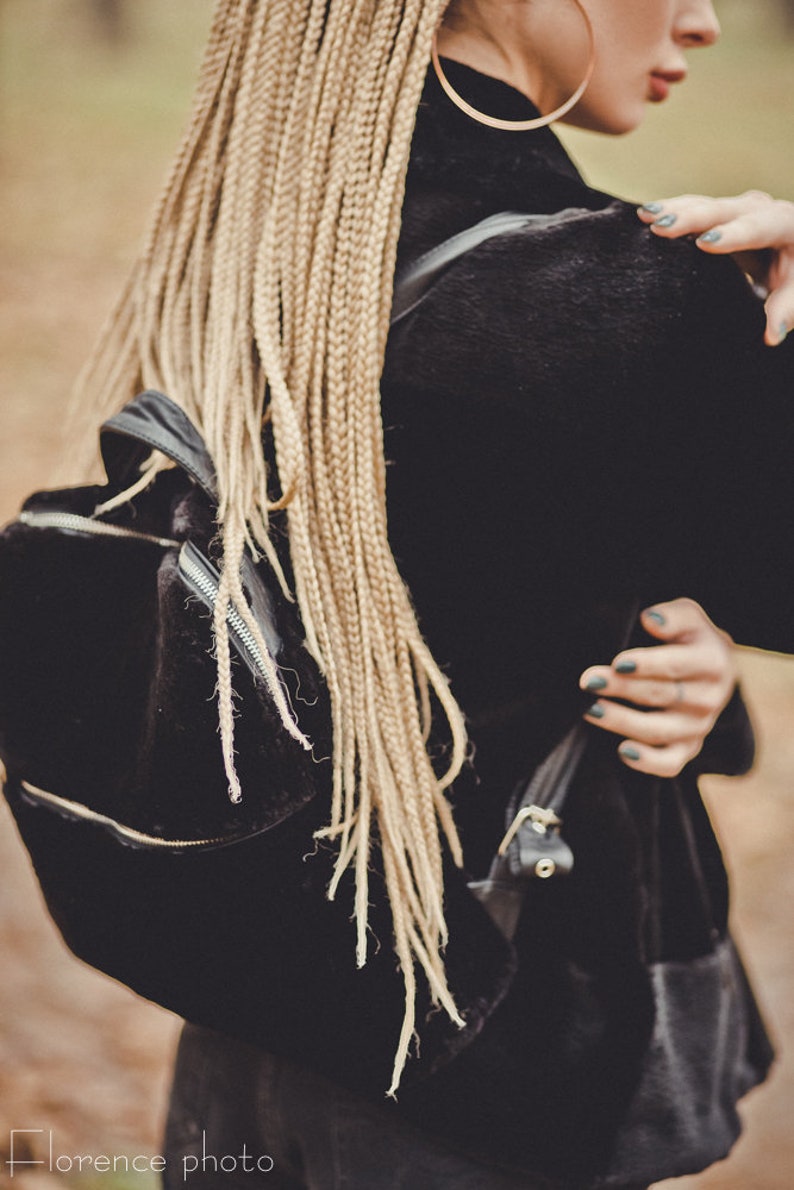 Blue Fur Backpack Real Fur Backpacks Womens Fur Bag - Etsy