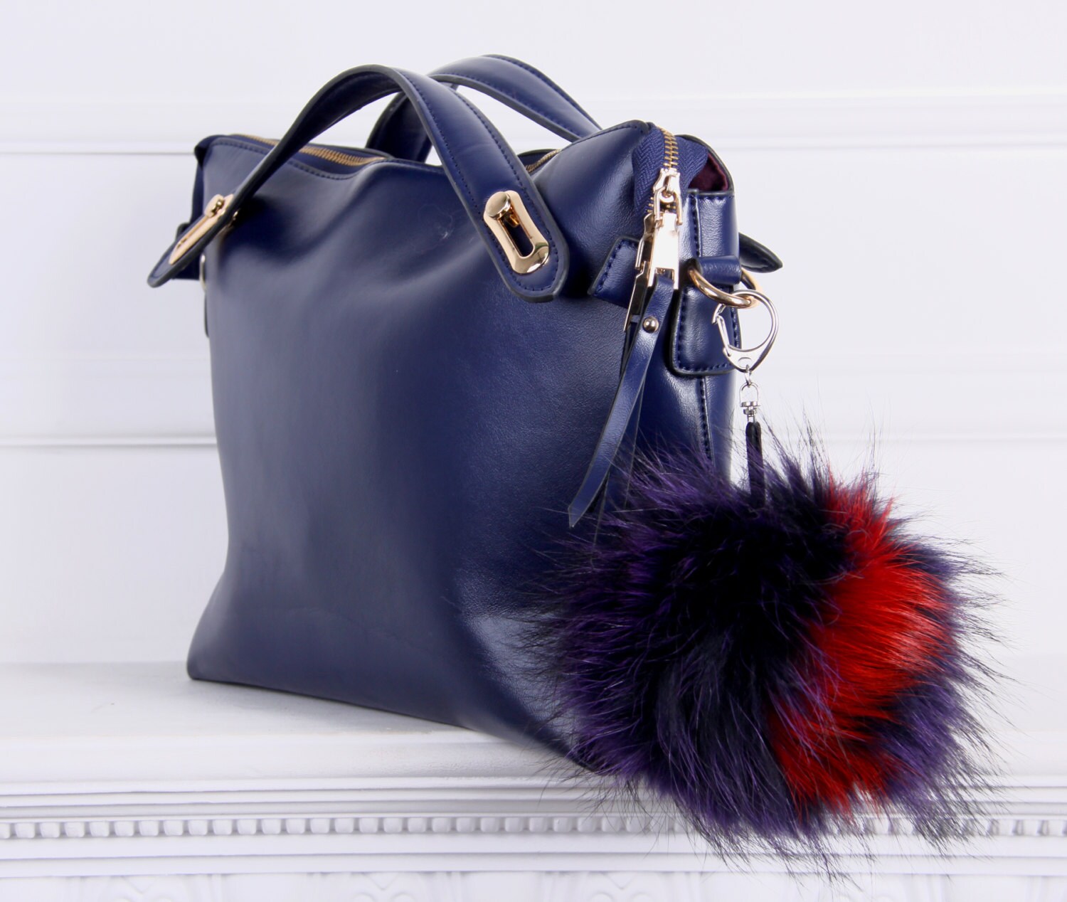 Purple Fur Pom Pom Keychain Furry Pompom Charm for Purse | Etsy