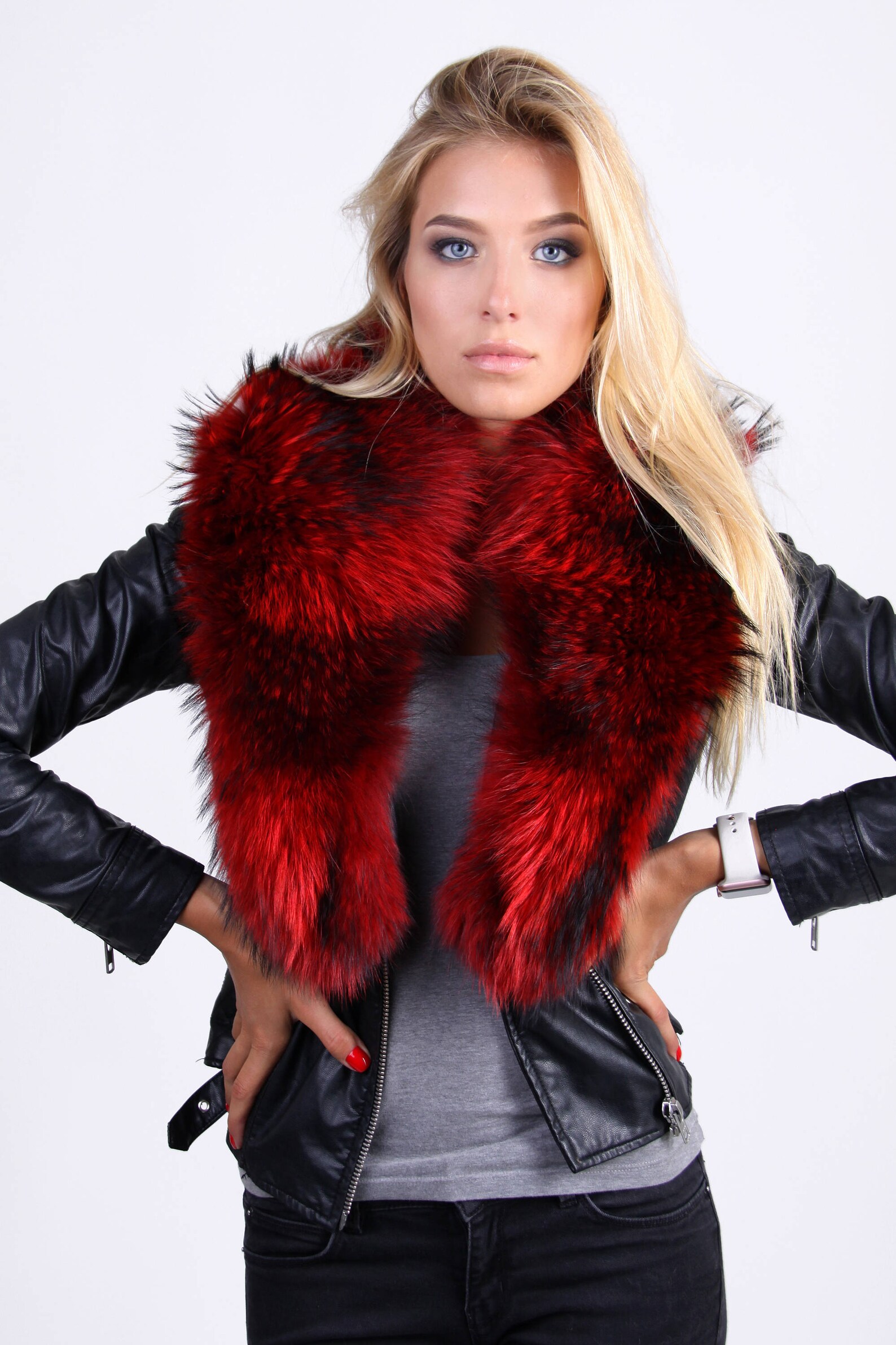 Red Fur Collar for Jacket Detachable Collar Coat Winter - Etsy